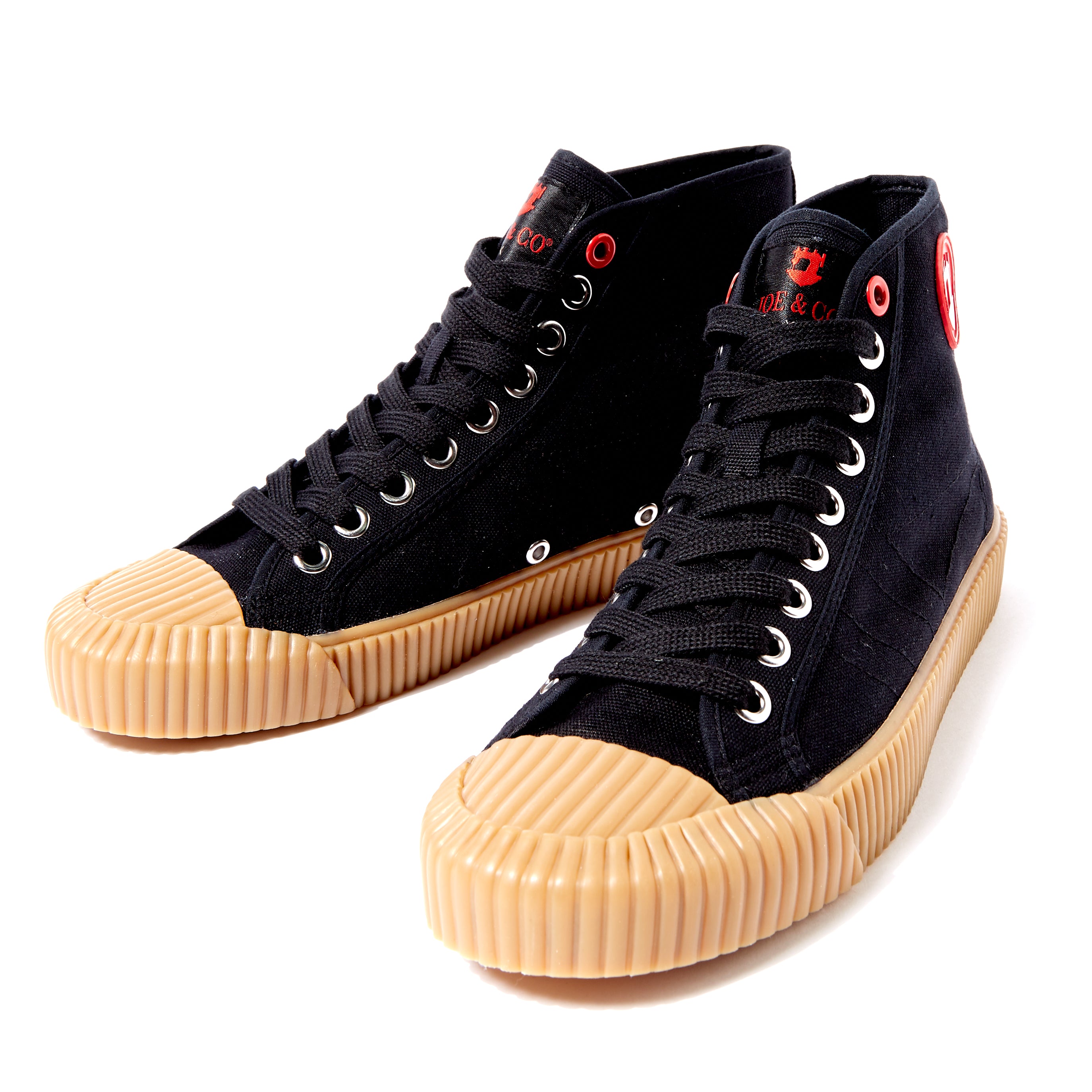 Joe & Co X Gola 01 Black Canvas & Vulcanised Gum Rubber Hi Top – Joe ...